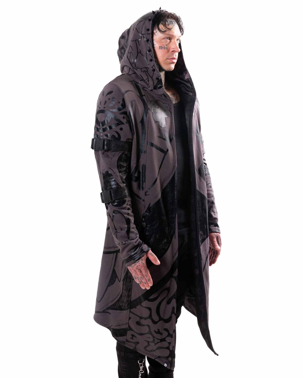 Midnight Black Trippy Mushroom Tech Cloak | Scummy Bears